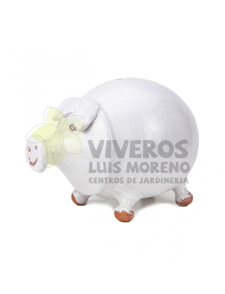 Hucha cerámica esmaltada Cerdo Blanca grande - Viveros Jaén Luis Moreno ...